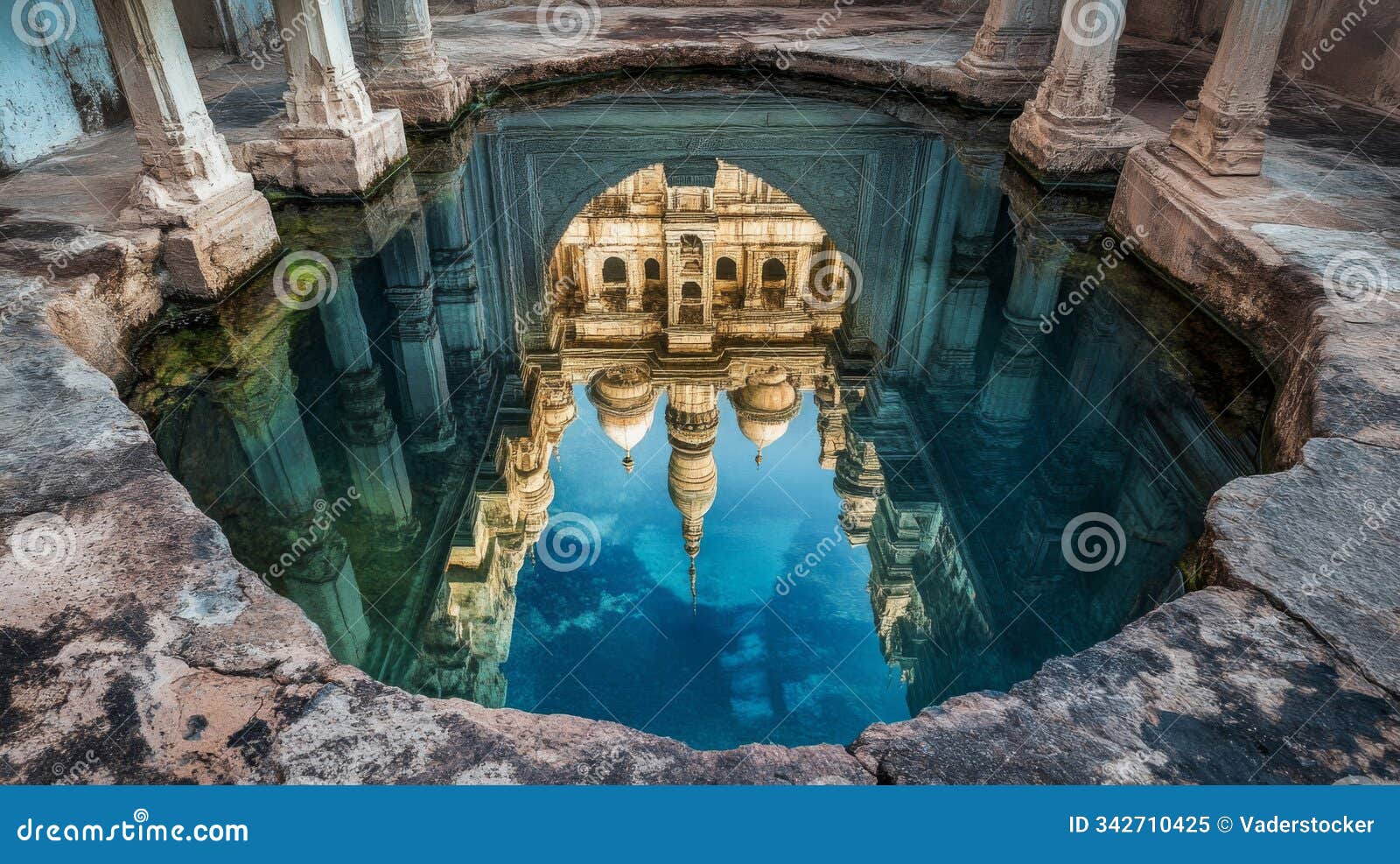 Reflection of an Ancient Indian Temple in a Pool of Water Stock ...