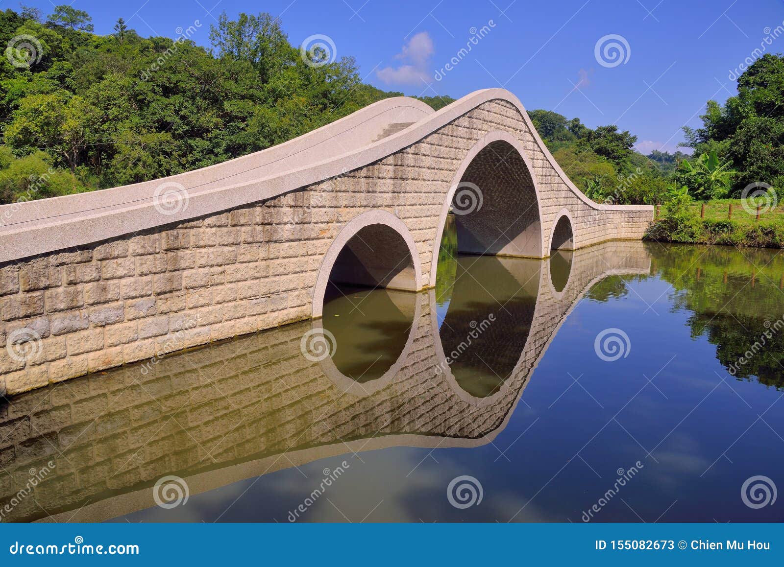 Reflection Arch Bridge. stock image. Image of concrete - 155082673