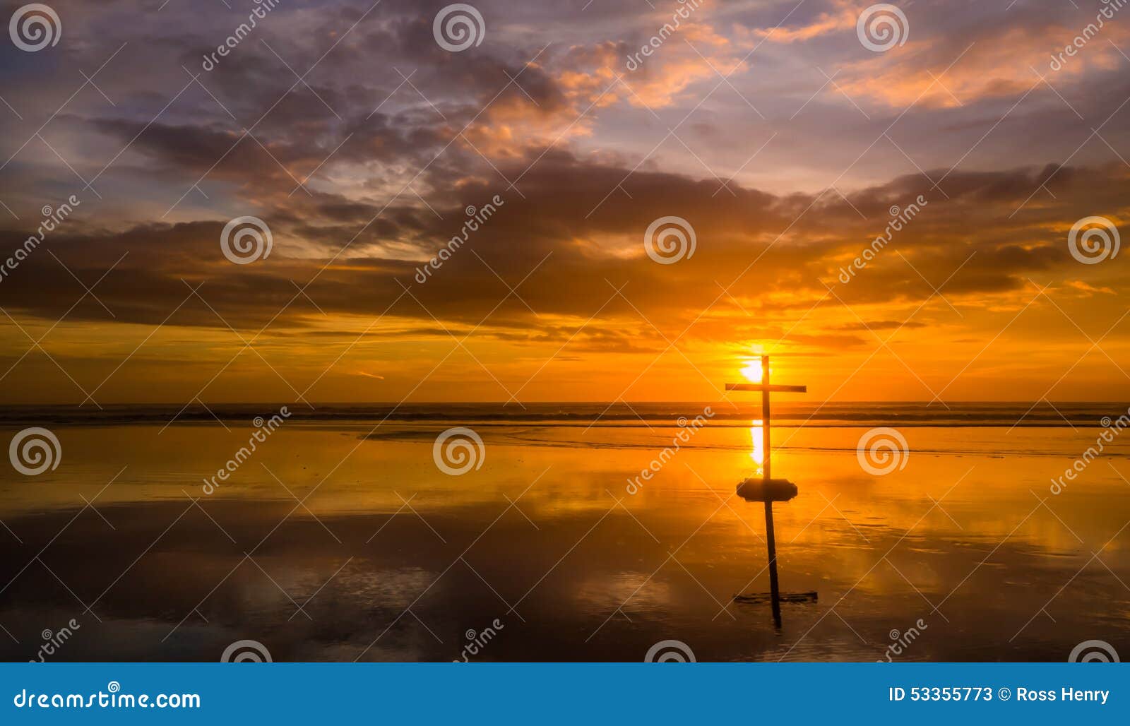 Reflection Beach Cross stock image. Image of christ, holy - 53355773