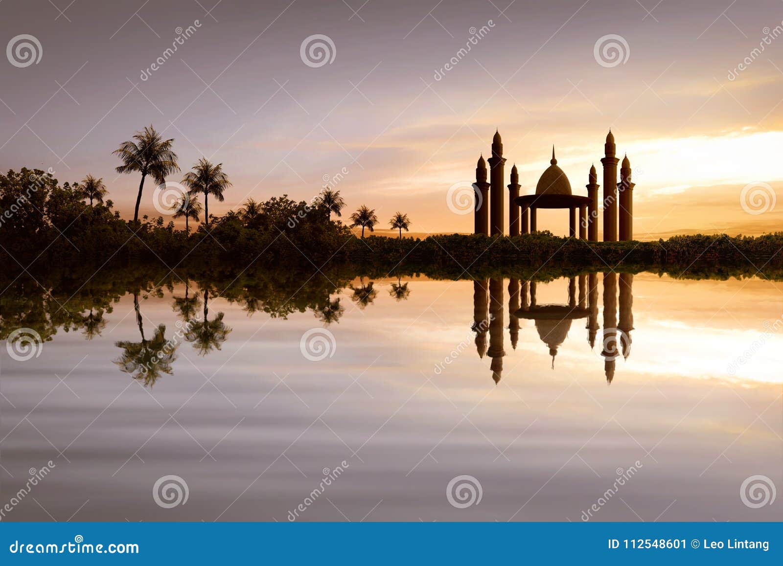 Reflection of Beautiful Mosque on the Water Stock Image - Image of ...