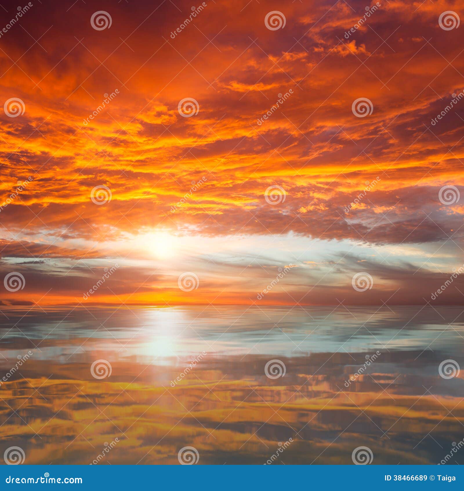 Reflection of Beautiful Sunset / Majestic Clouds and Sun Above Stock Image - Image of reflection ...