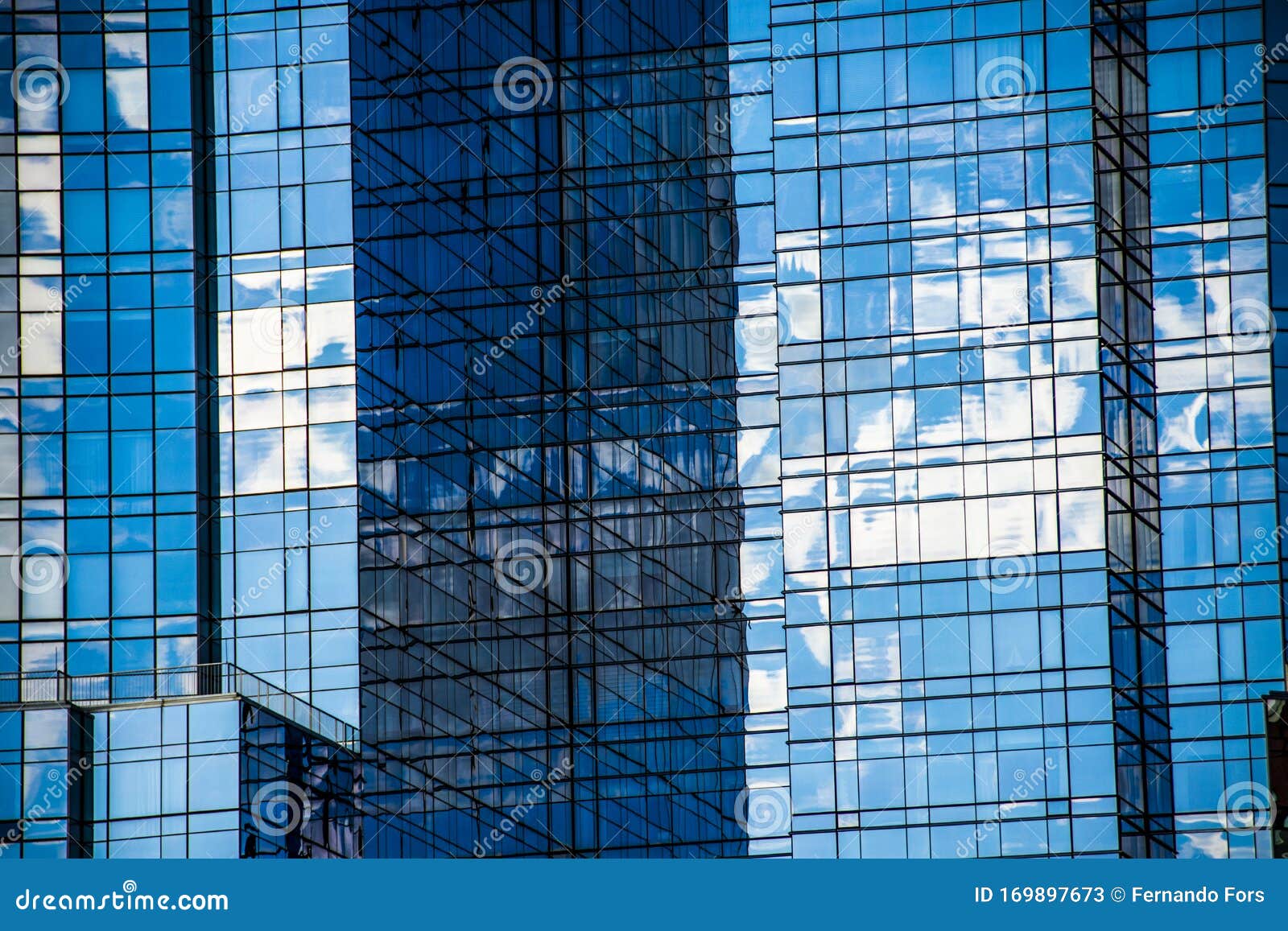 Reflection of a Blue Sky and Clouds in Boston Buildings. Stock Image ...