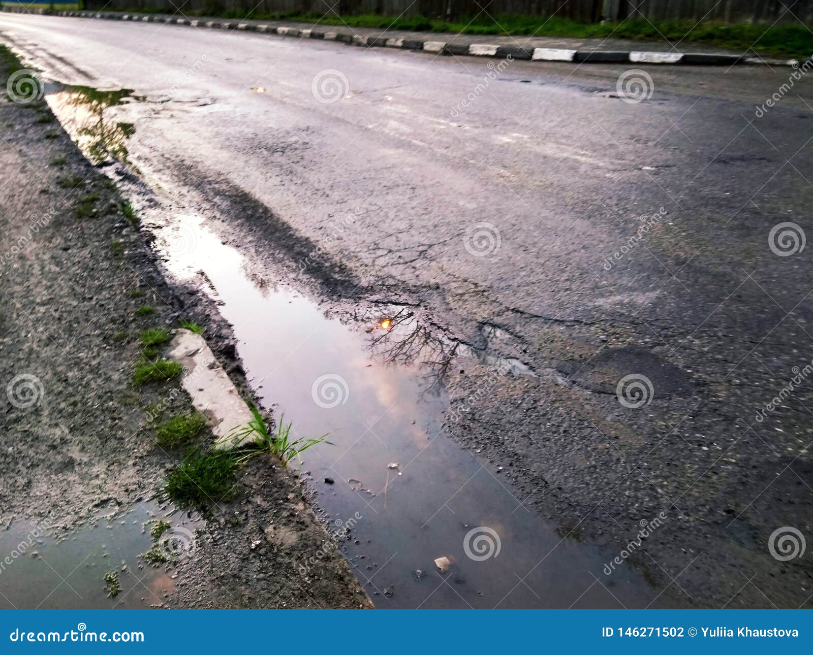Reflection of Blue Sky after Rain with Beautiful Dark and Light Clouds ...