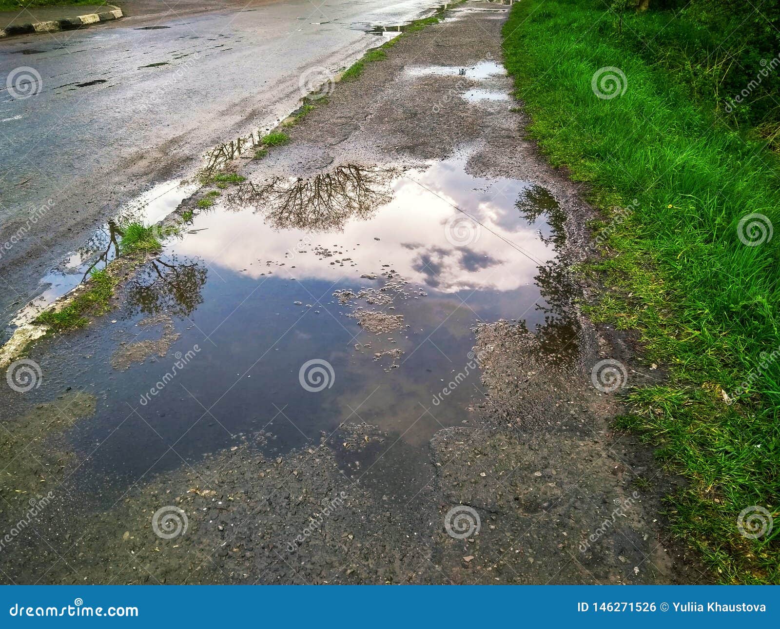 Reflection of Blue Sky after Rain with Beautiful Dark and Light Clouds ...