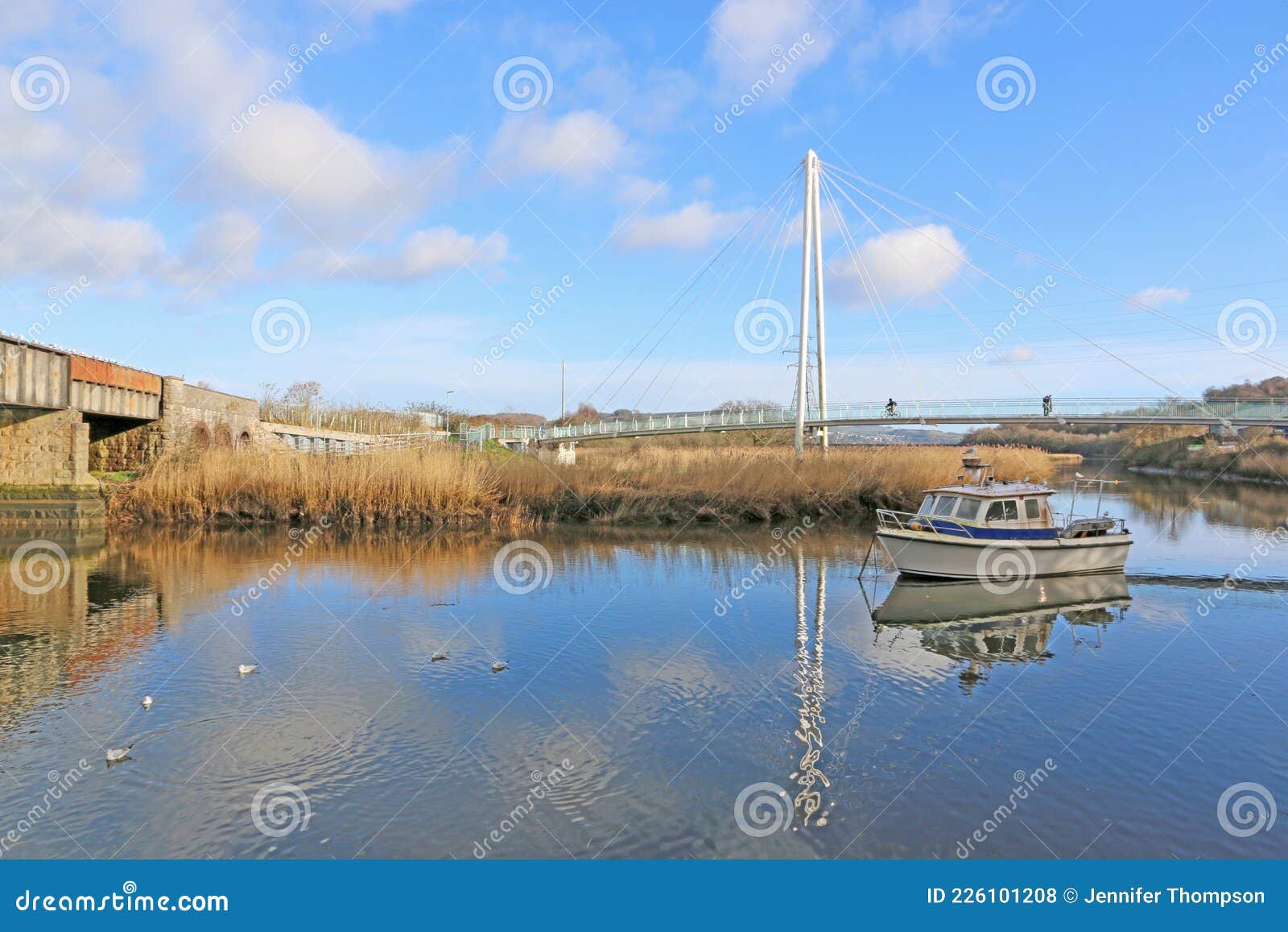 Boat by Town Quay Bridge, Newton Abbot, Devon Stock Photo - Image of ...