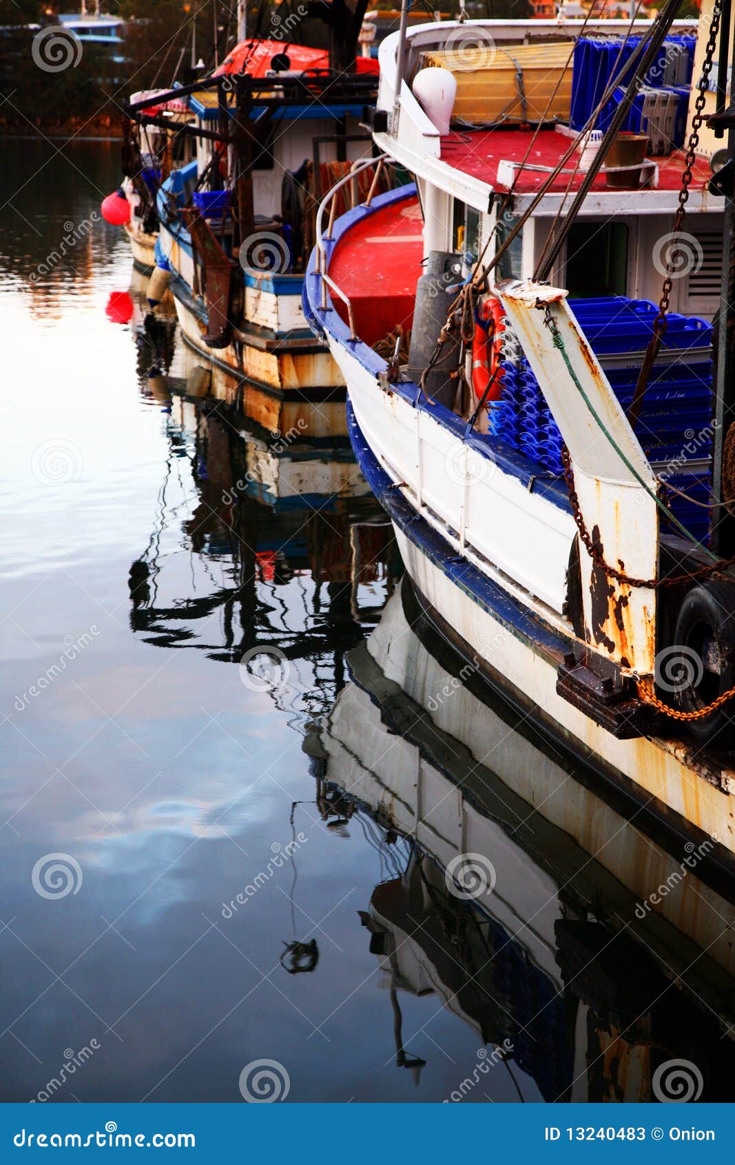 Reflection of boats stock image. Image of ship, water - 13240483