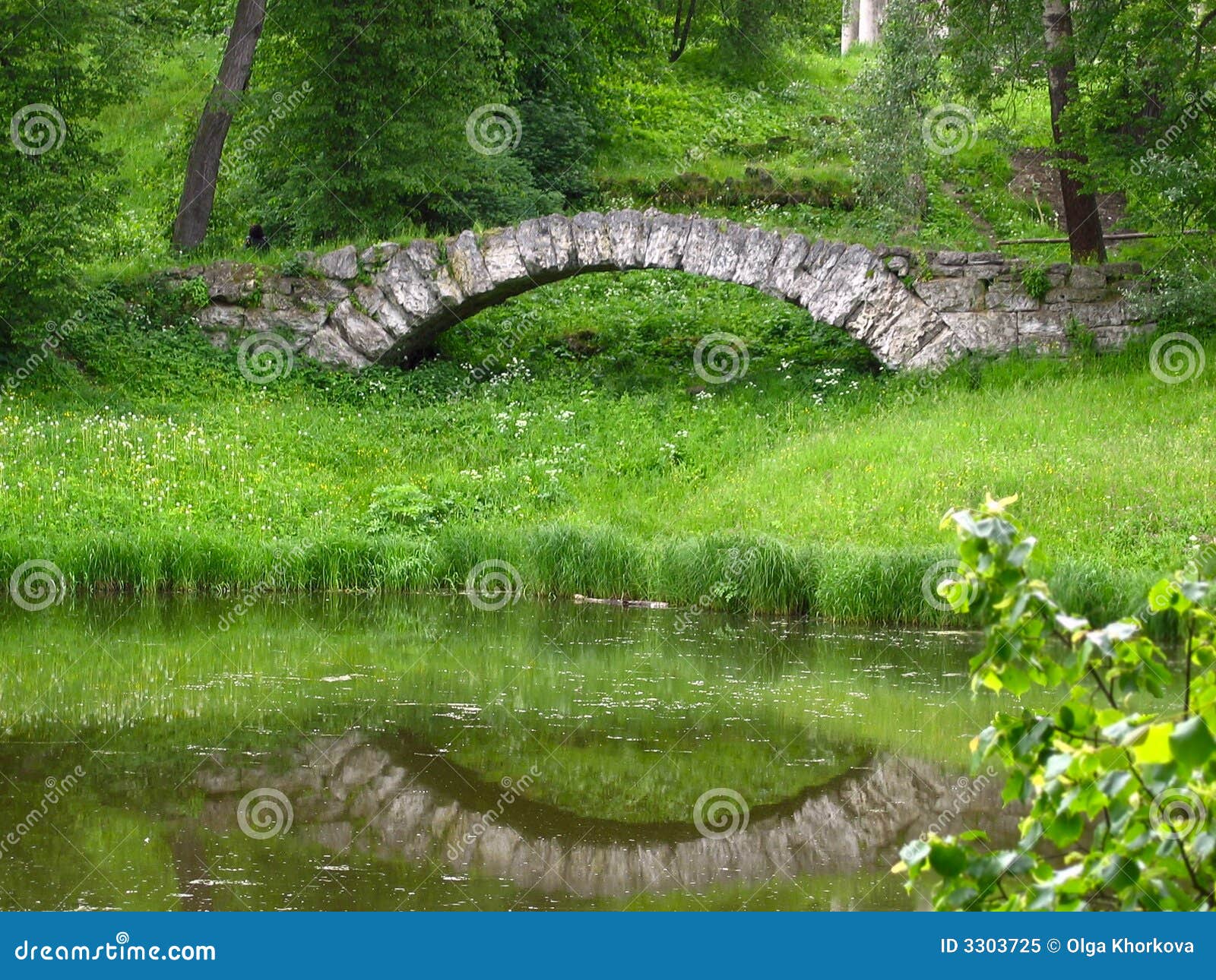 Reflection of bridge stock image. Image of stone, grass - 3303725