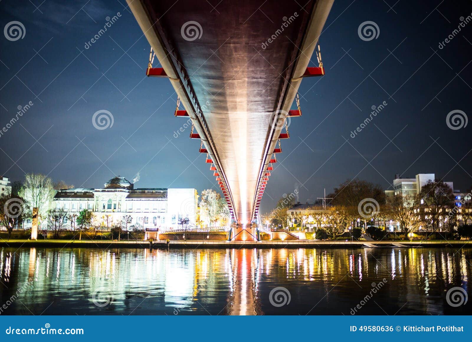 Reflection Bridge Frankfurt Stock Photo - Image of river, travel: 49580636