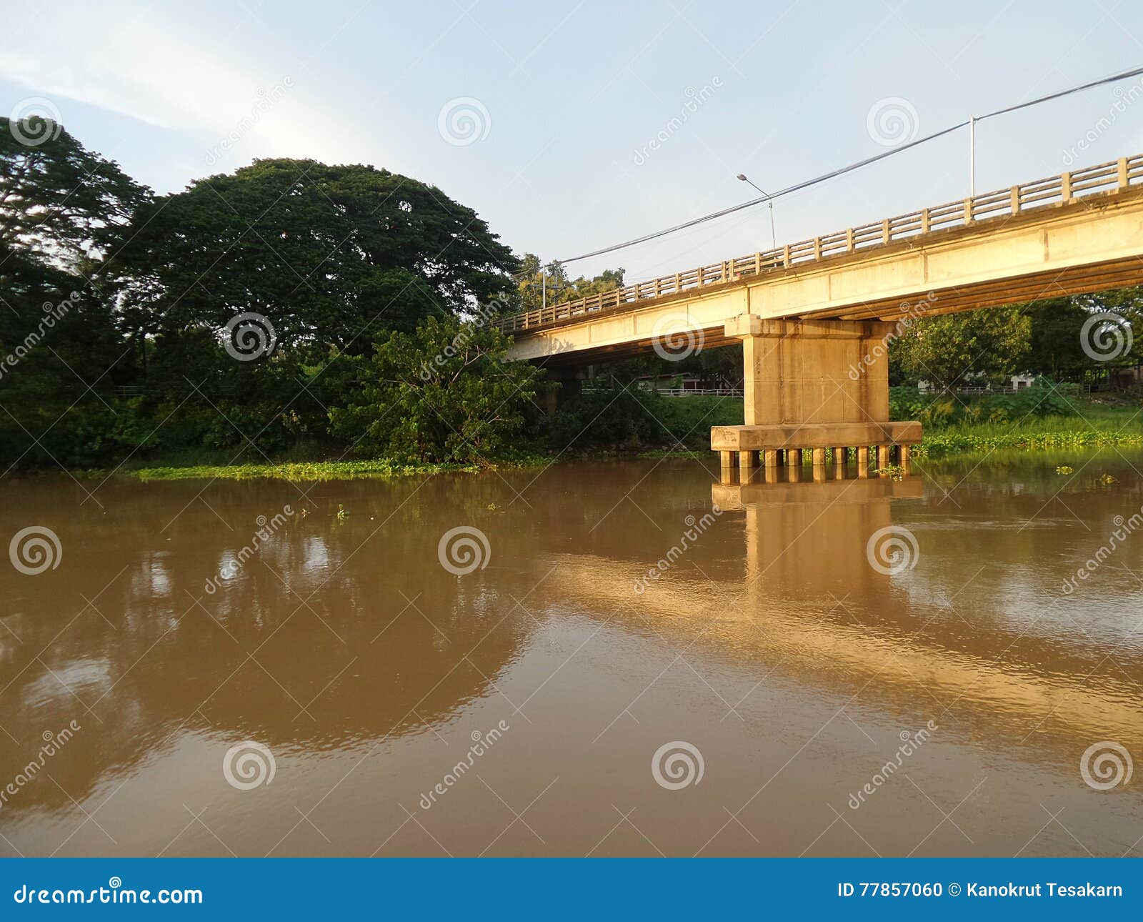 Reflection of Bridge in Pasak River Stock Photo - Image of saraburi ...