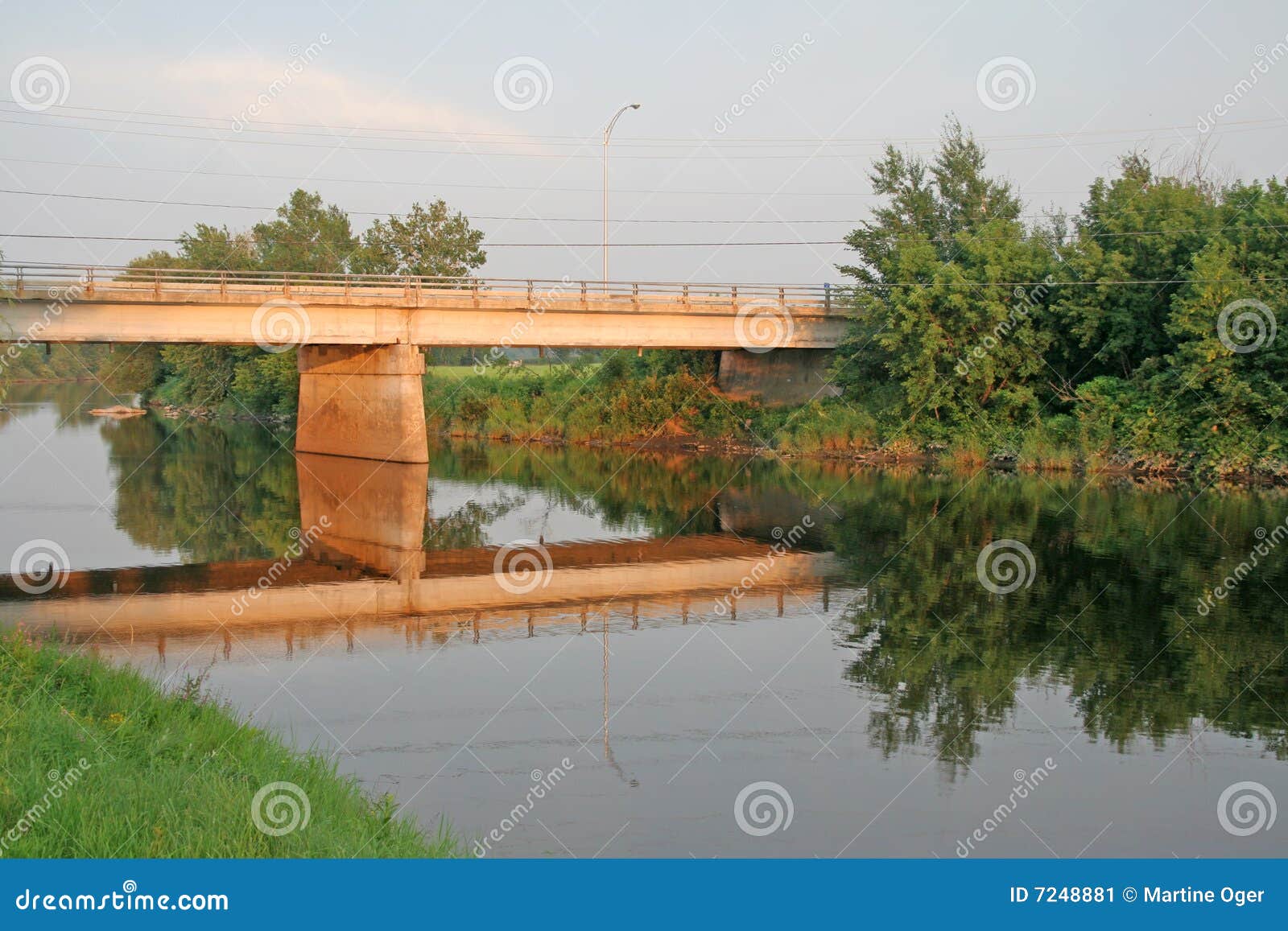 Reflection Bridge on a River. Stock Image - Image of landscape, forest ...