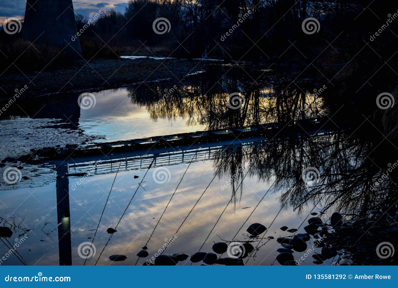 Reflection of a Bridge in the River Stock Photo - Image of bridge ...