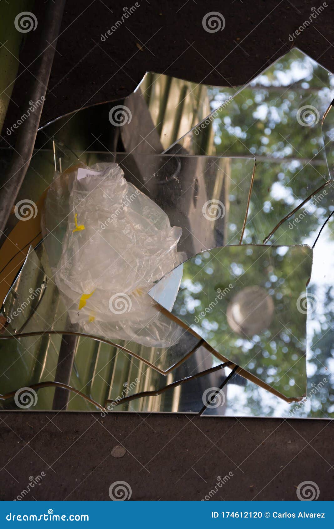 Reflection of a Broken Mirror on the Street Stock Photo - Image of ...