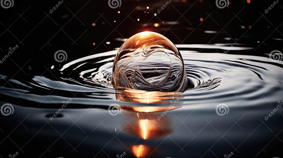 Reflection Bubbles Water Black Stock Illustration - Illustration of ...