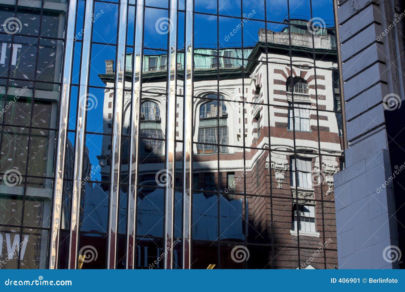 Reflection of a building stock image. Image of clouds, city - 406901