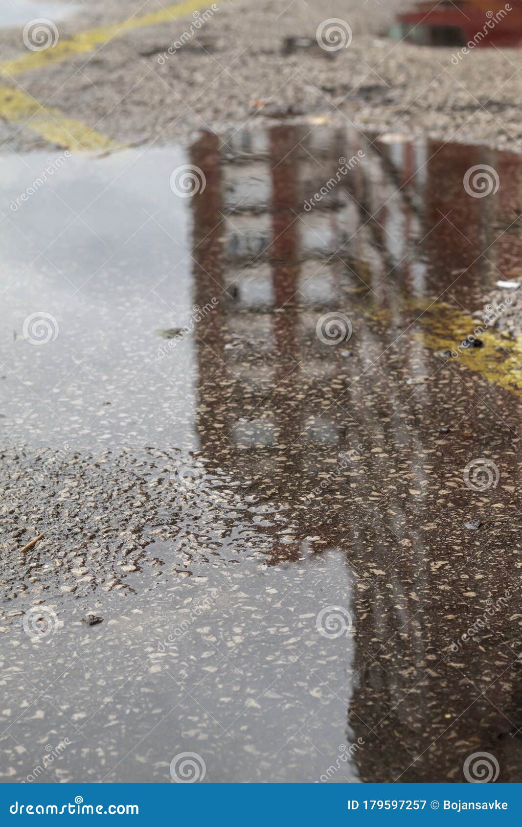 Reflection of Building in Puddle Stock Image - Image of reflection ...
