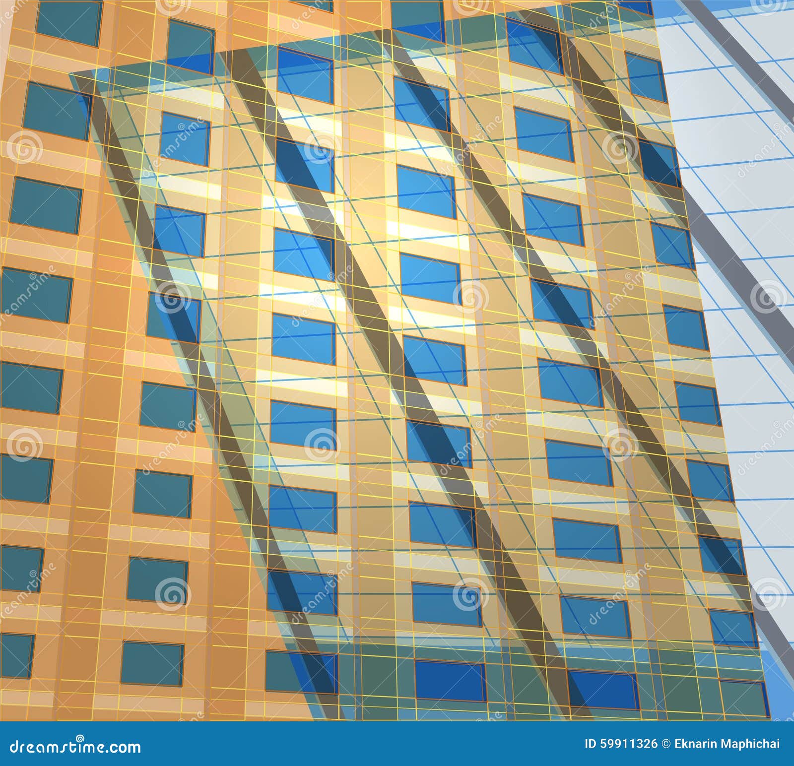 Reflection building scene stock illustration. Illustration of shape ...