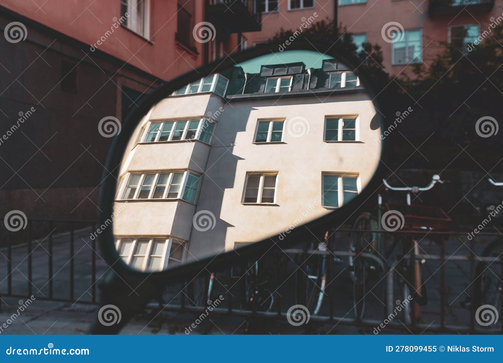 Reflection of a Building in a Side Mirror Stock Image - Image of ...