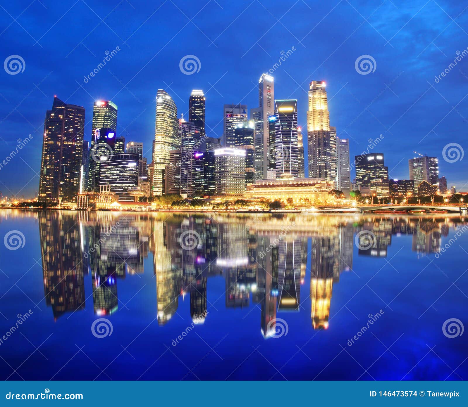 Reflection Building at Sunset on Blue Sky Stock Photo - Image of ...