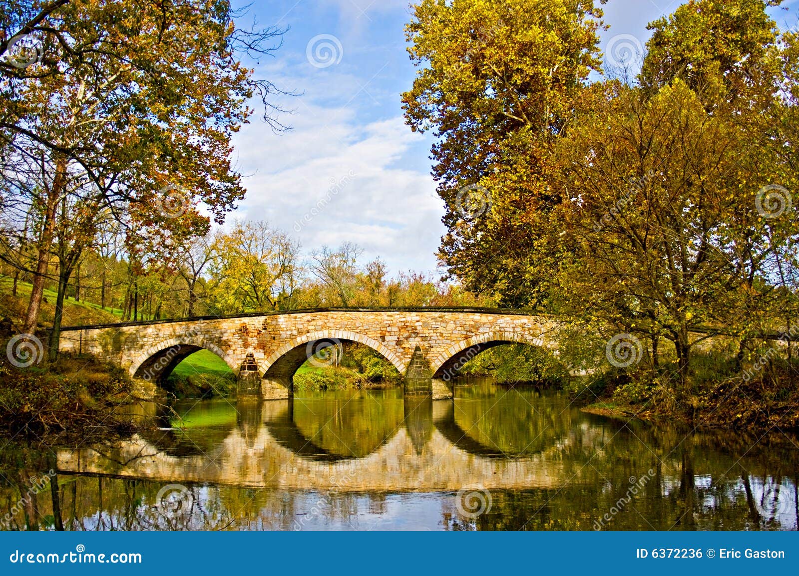 Reflection of Burnside S Bridge at Antietam Stock Photo - Image of fall ...