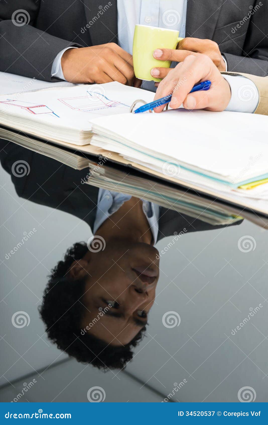 Reflection of Businessman stock image. Image of drawing - 34520537