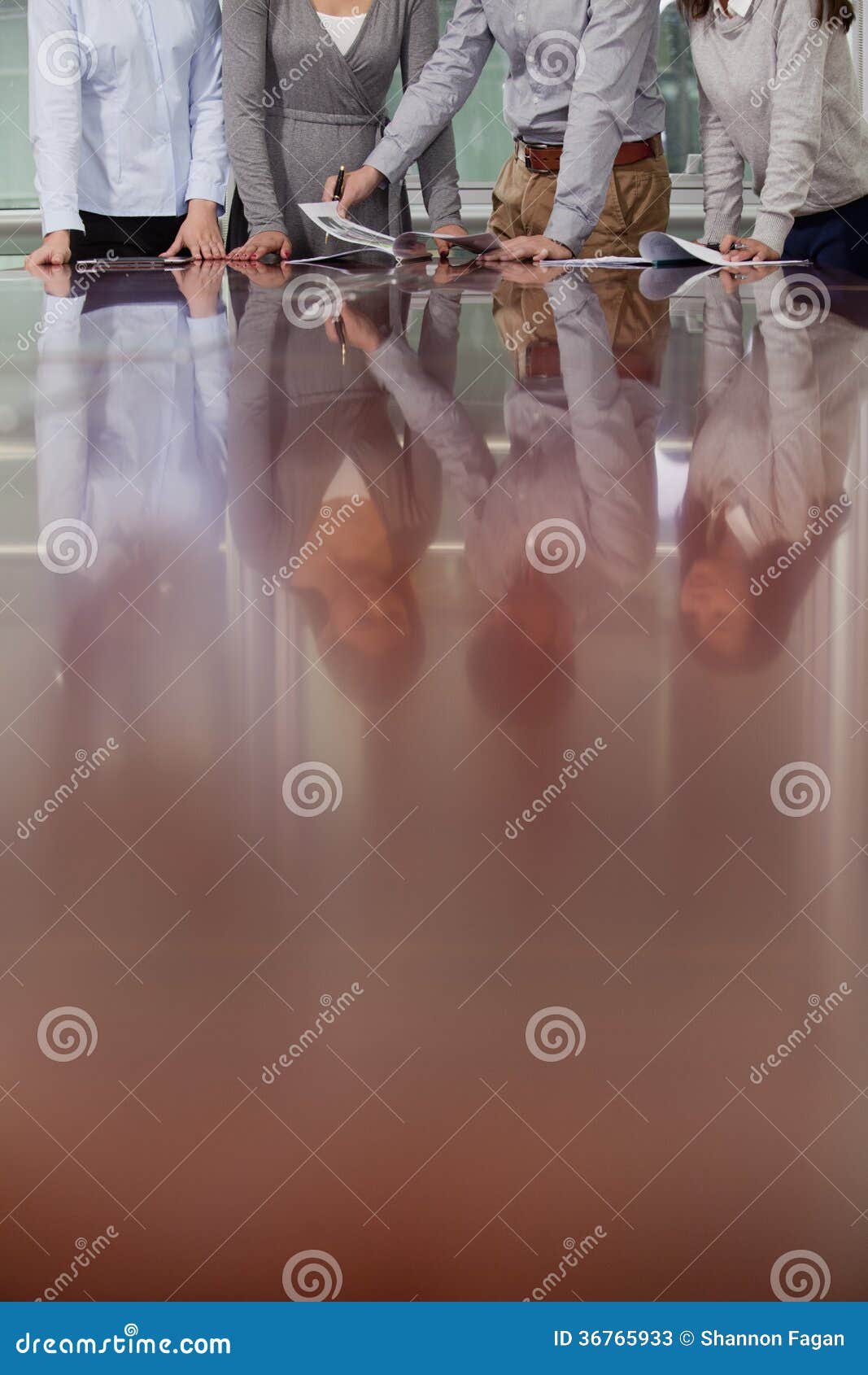 Reflection of Businesspeople Working Together Stock Image - Image of ...