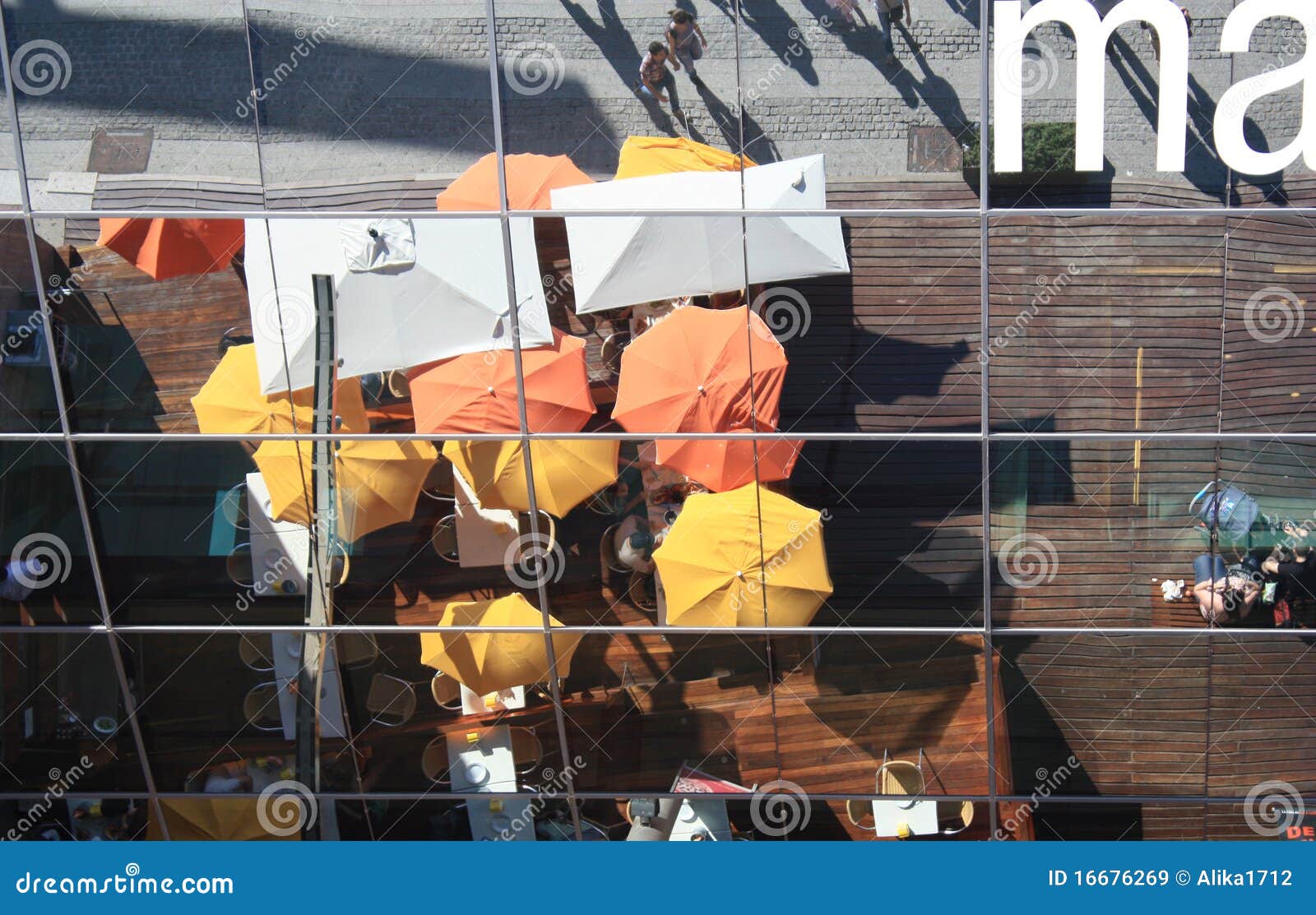 Reflection Cafe in a Glass Ceiling Stock Image - Image of clients ...