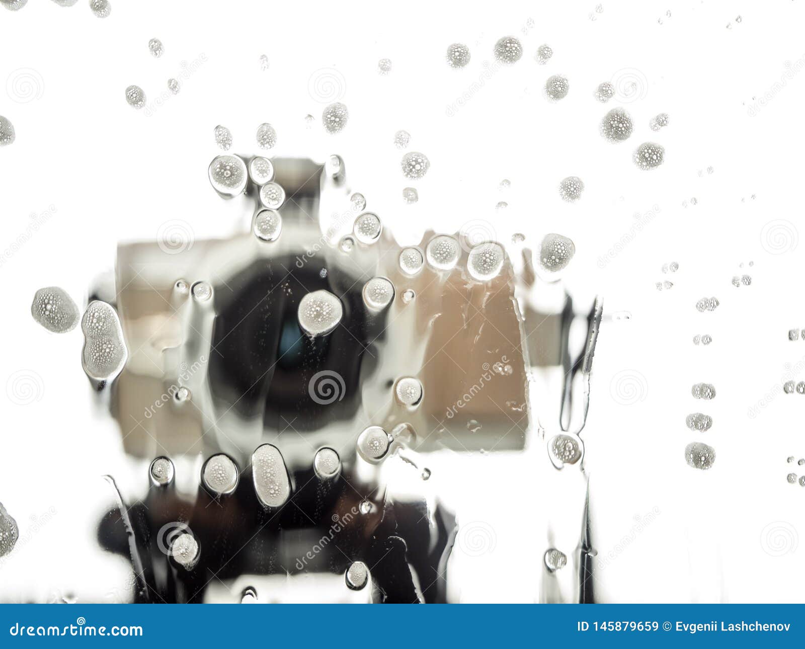 Reflection of a Camera in a Wet Mirror in Room Stock Image - Image of ...