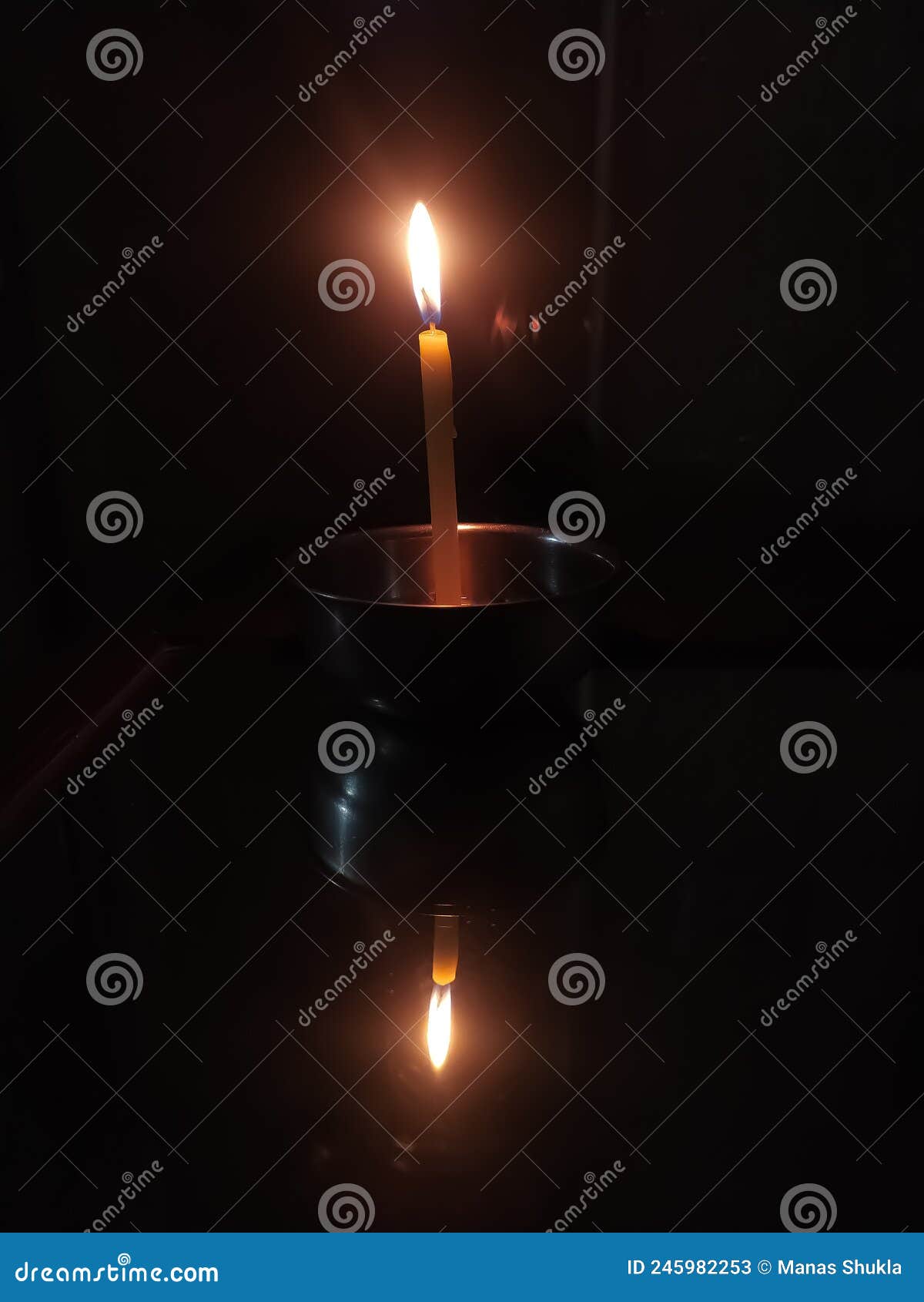 Reflection of a Candle Kept in Bowl Stock Image - Image of sparkler ...