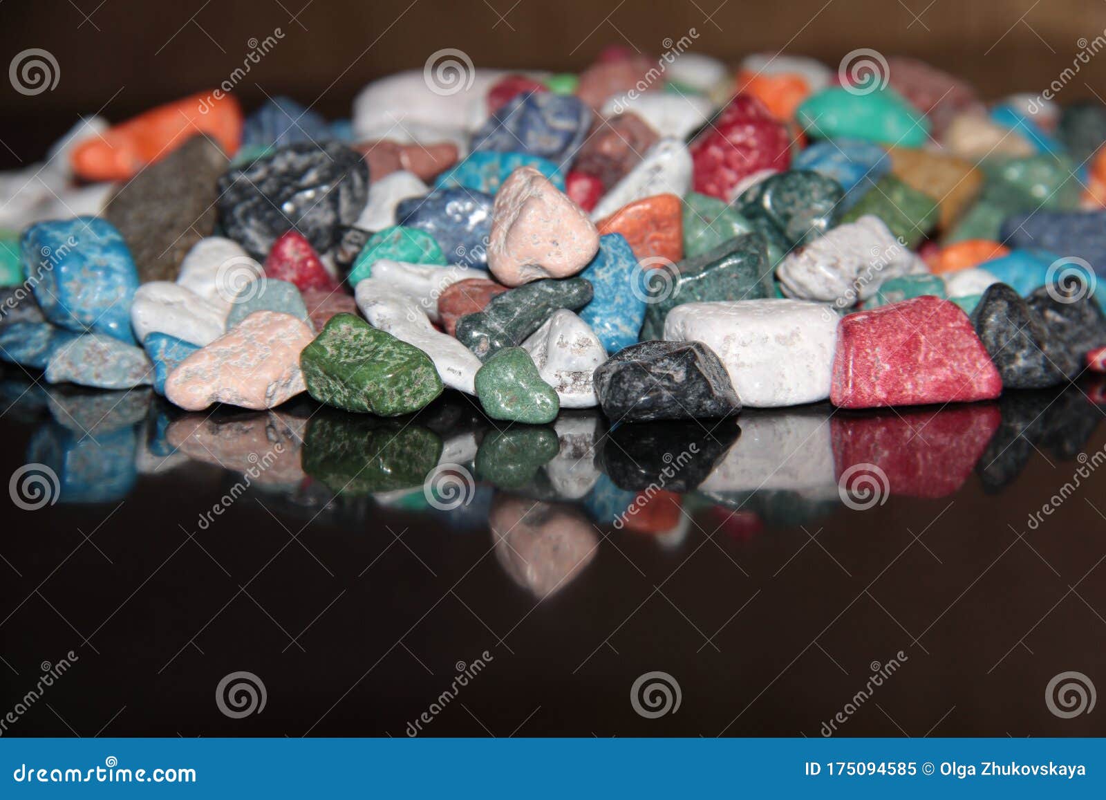 Reflection of the Candy on the Table. Chocolate in the Form of Rubble ...