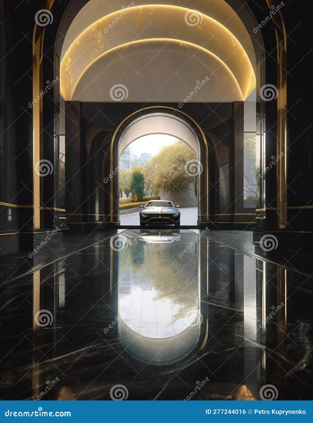 A Reflection Of A Car In A Puddle Of Water A Hyperrealistic Painting ...