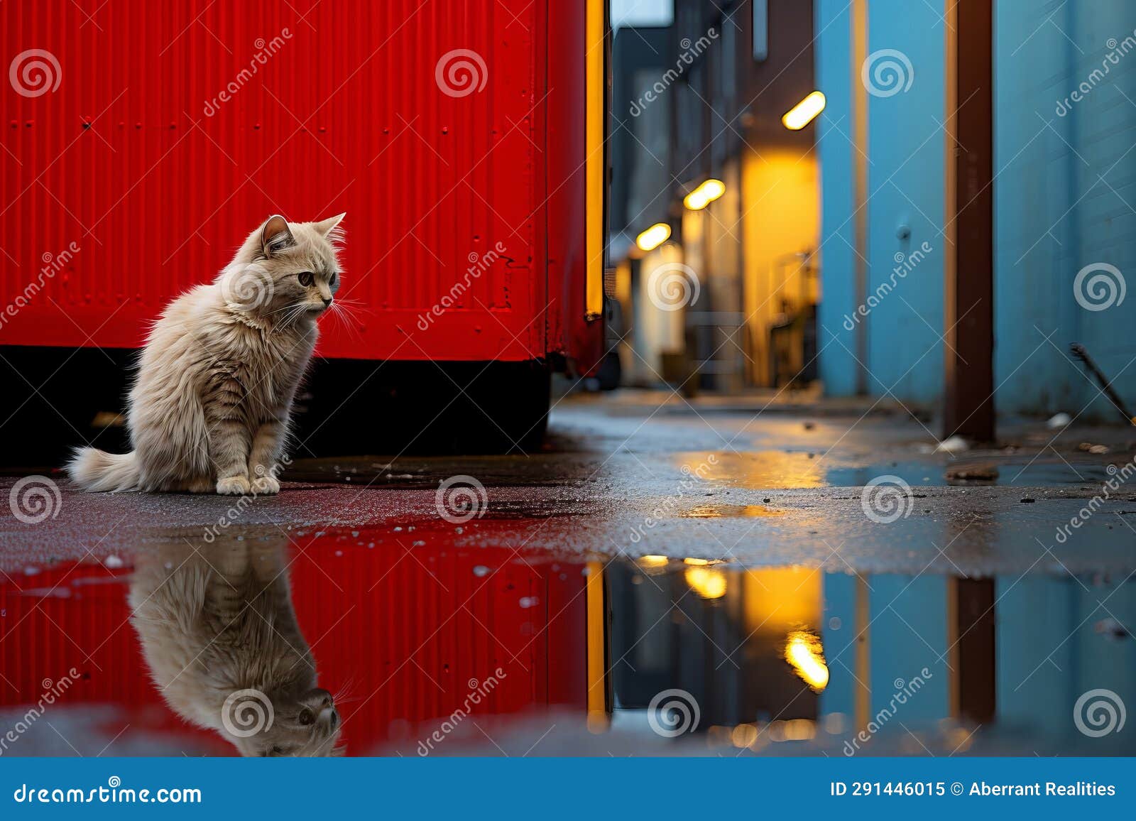 Reflection of a Cat in a Puddle Stock Illustration - Illustration of ...