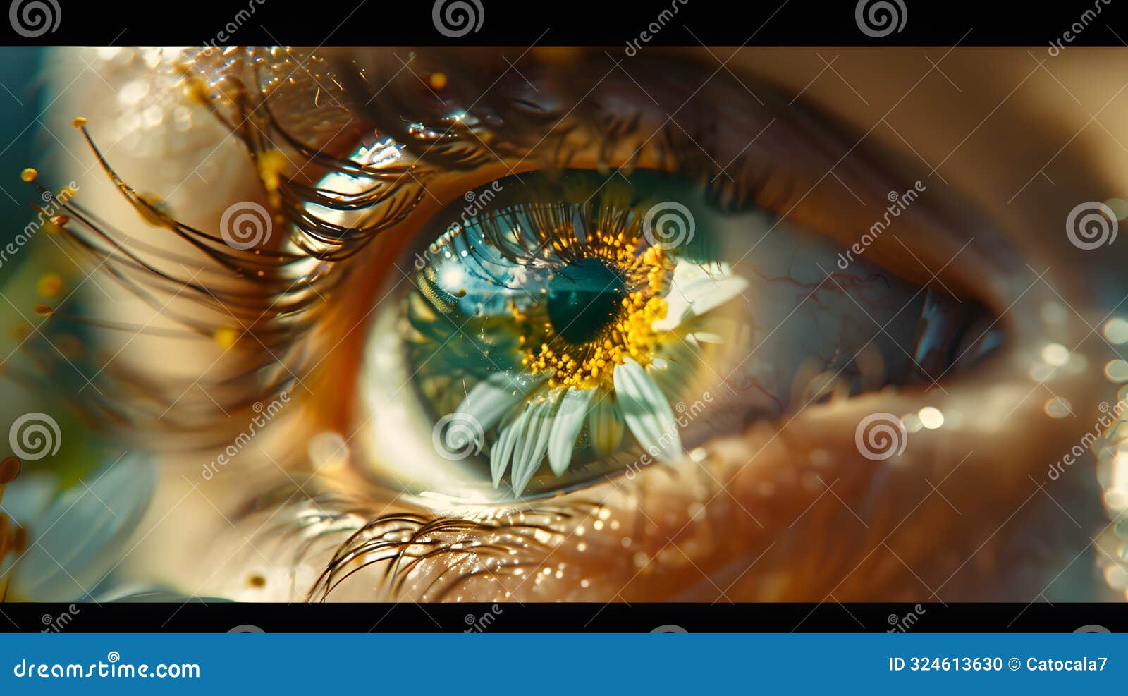 Reflection Of A Chamomile Flower In A Human Eye, Close-up. Unusual ...