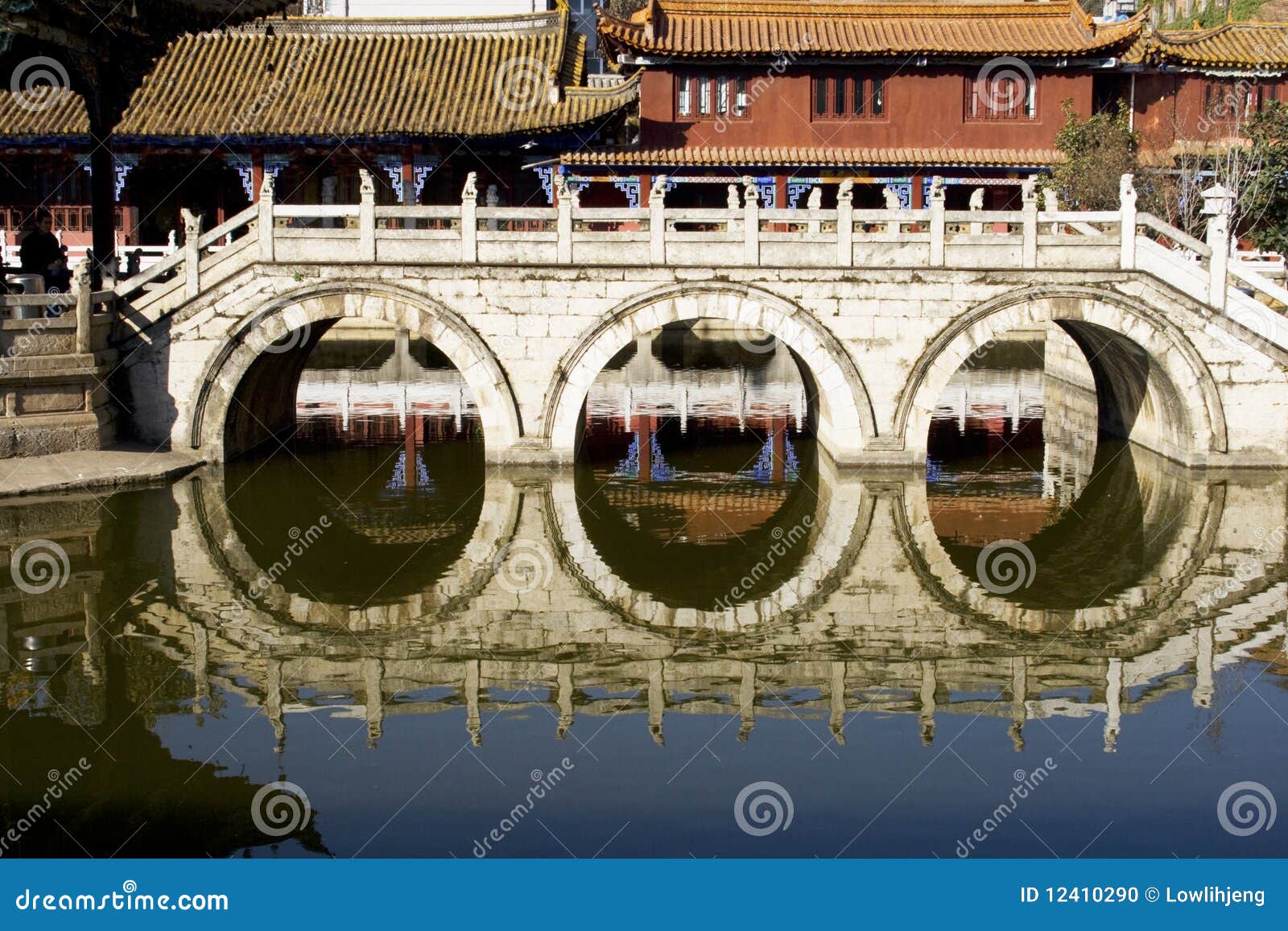 Reflection of Chinese Bridge Stock Photo - Image of ancient, monument ...