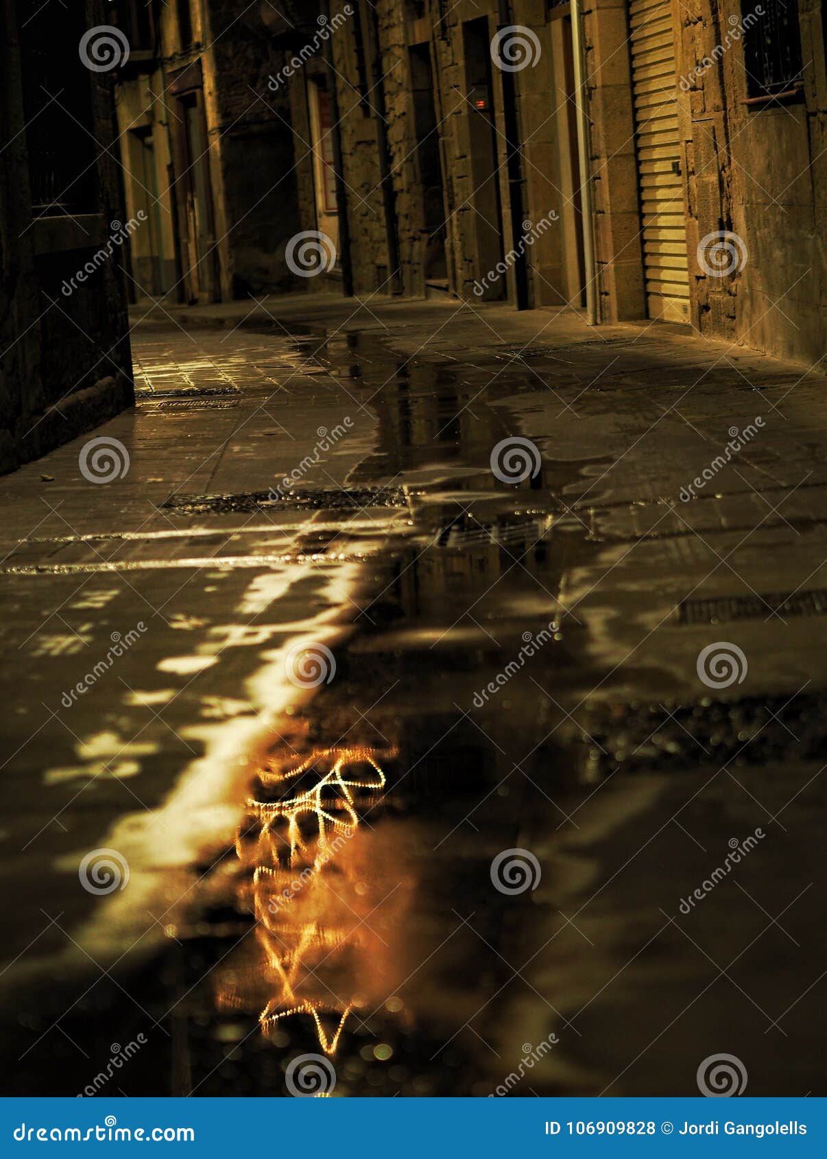 Reflection Christmas Lights Stock Photo - Image of street, reflection ...