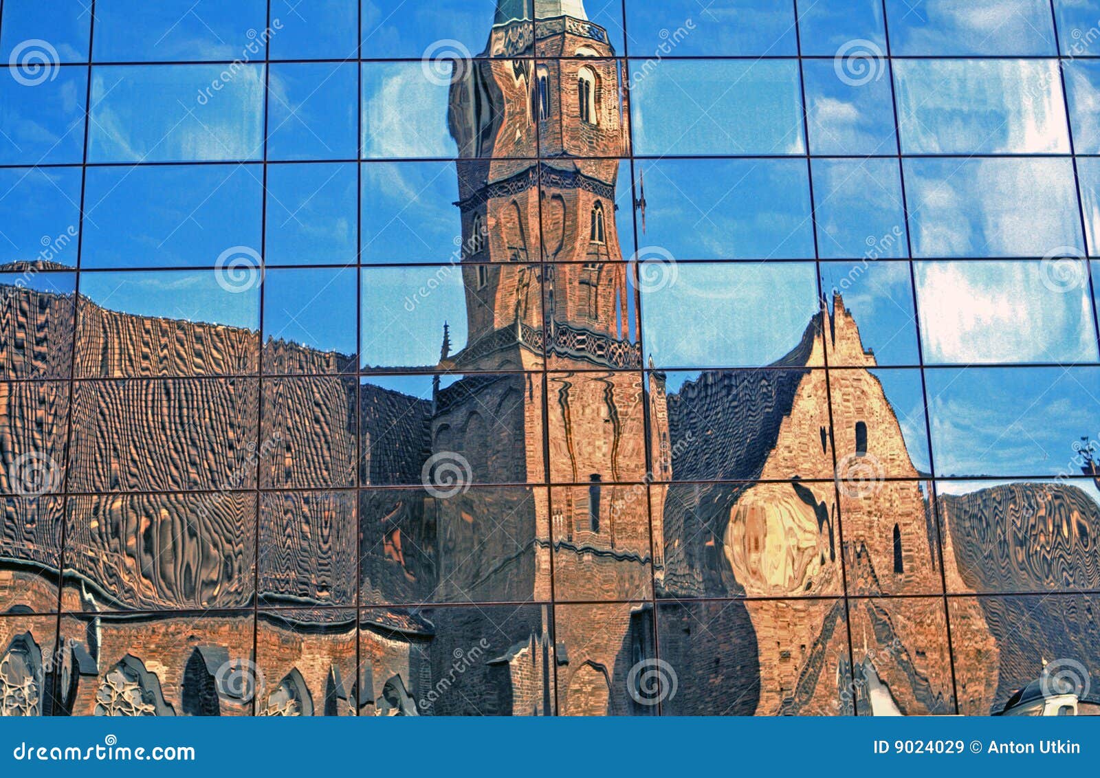 Reflection Of The Church Spire On The Surface Of A Table Stock Image ...