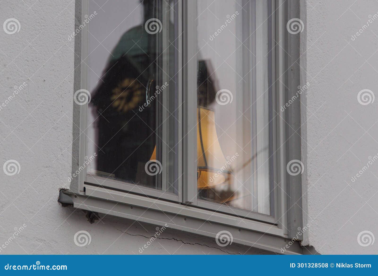 Reflection of a Church Tower in a Window Stock Photo - Image of ...