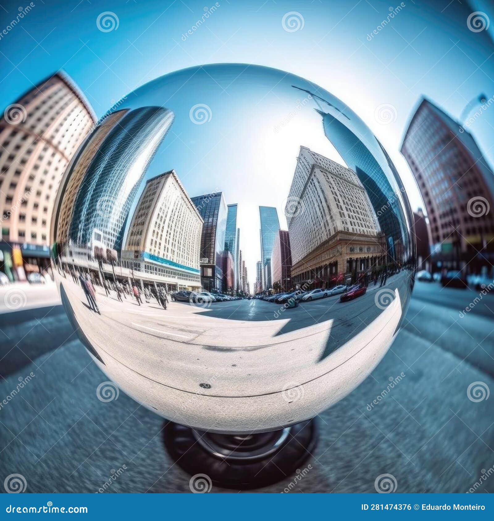 Reflection of the City in Glass Ball Stock Illustration - Illustration ...