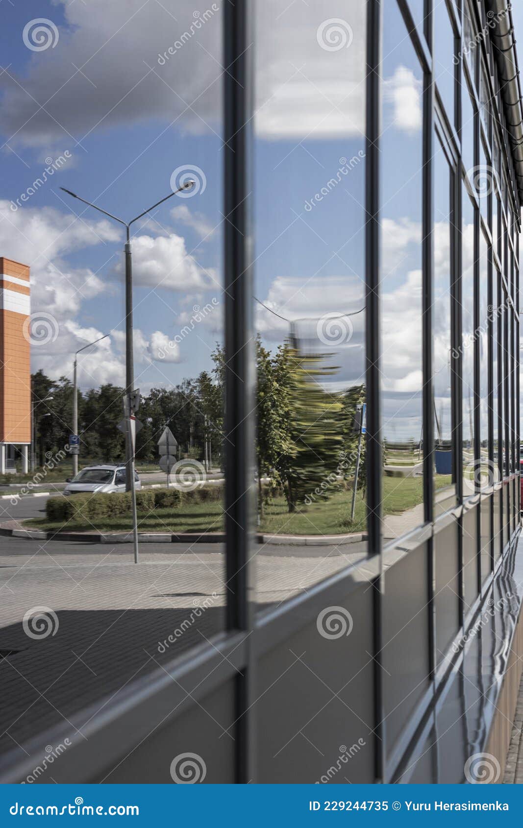 Reflection of the City in a Glass Shop Window. Summer City Stock Image ...