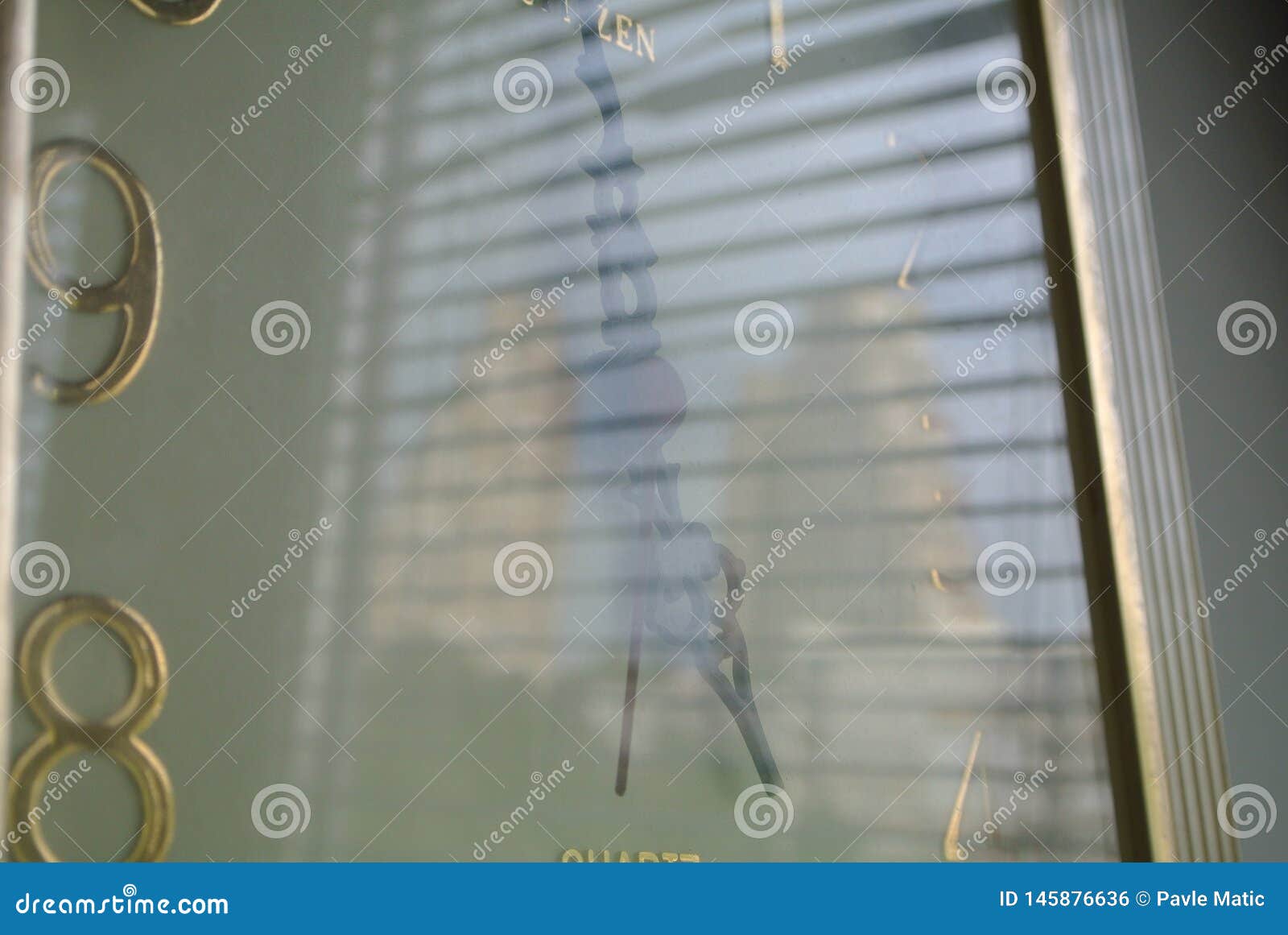 Reflection on a Clock Glass Stock Photo - Image of metal, clock: 145876636