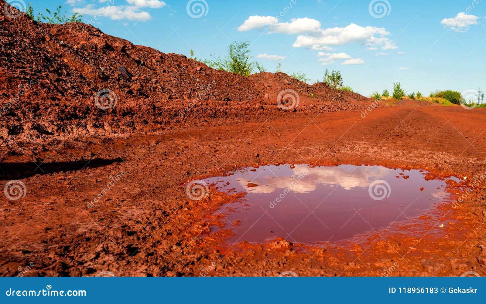 Dry Red Soil with Puddle in Kryvyi Rih, Ukraine Stock Image - Image of ...