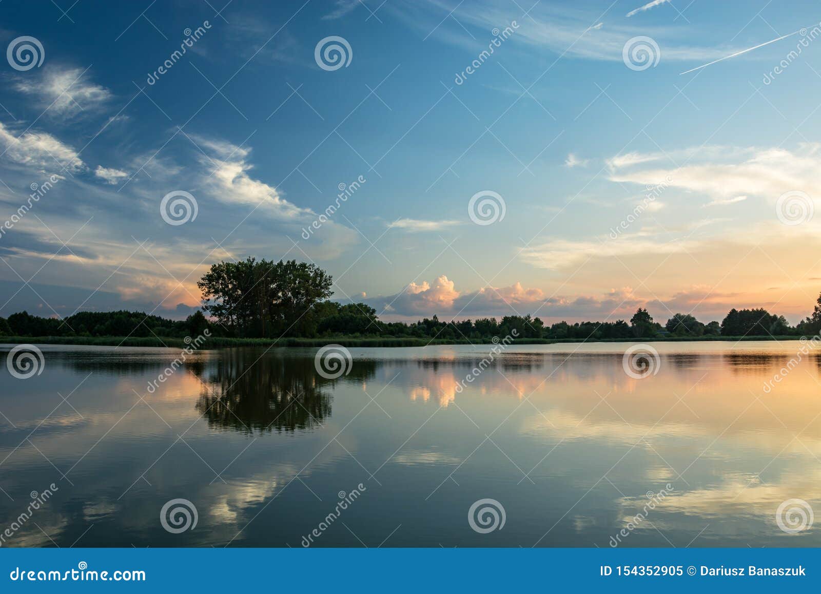 Reflection of Clouds in the Water Stock Image - Image of river ...