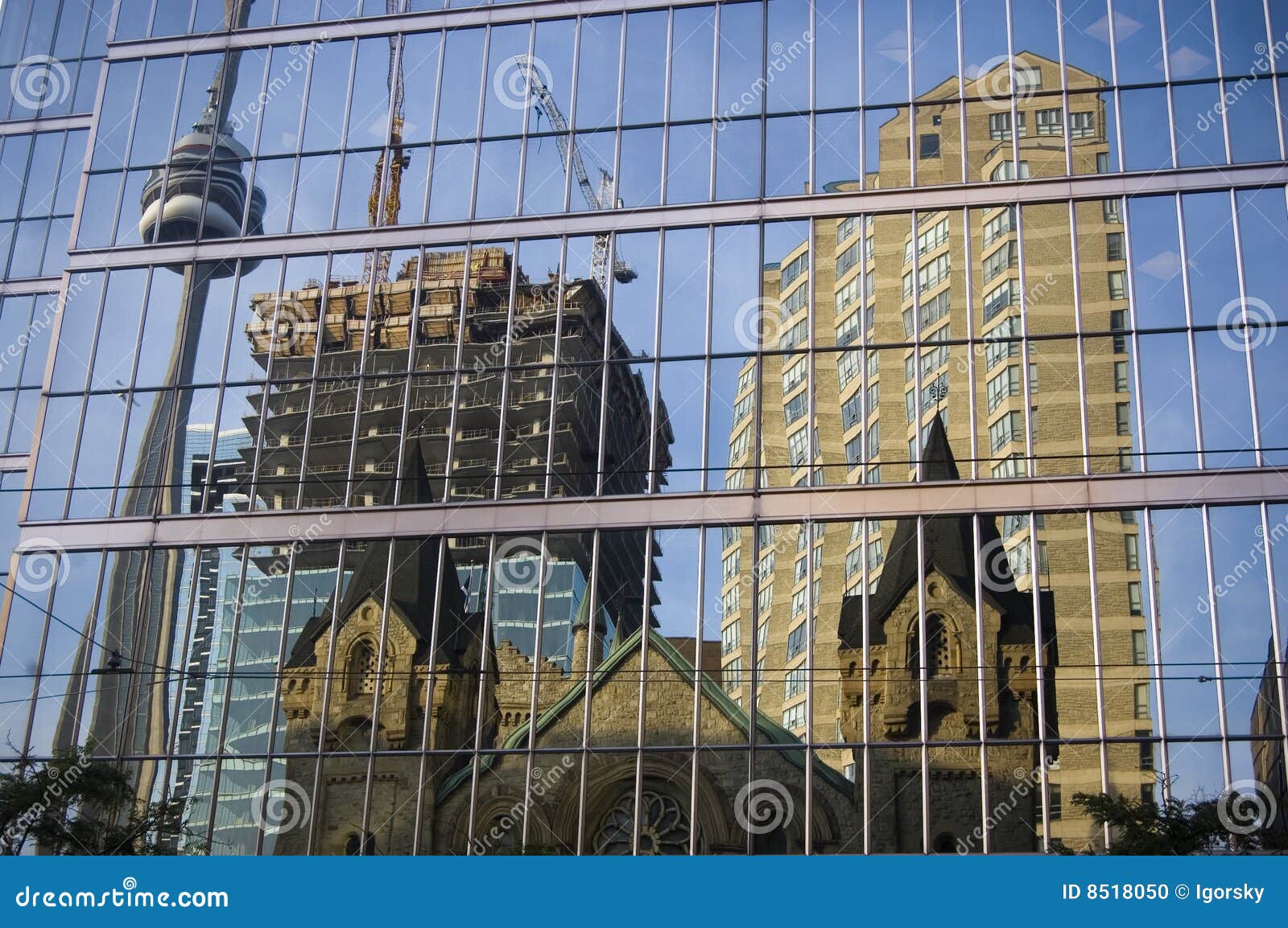 Reflection of Cn Tower and Construction Editorial Image - Image of ...