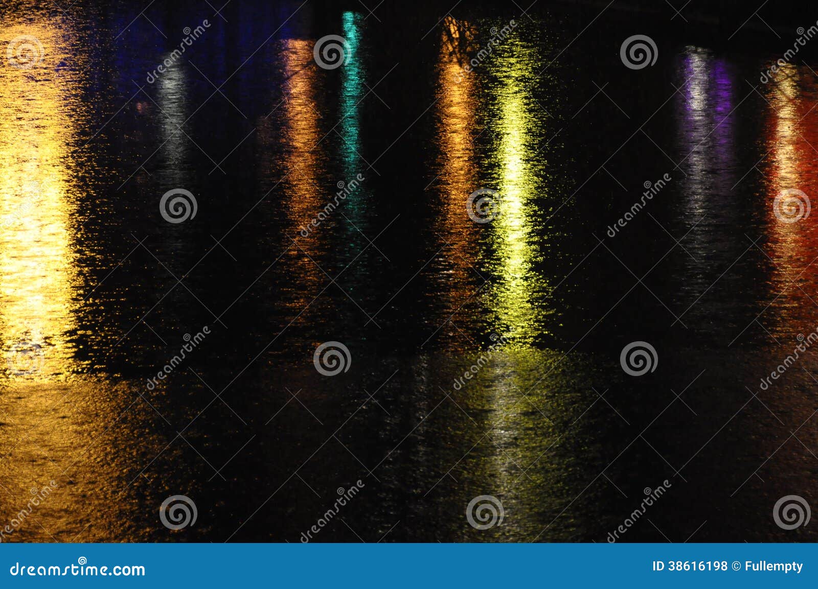 Reflection of Colored Lights on Water Stock Photo - Image of dark ...