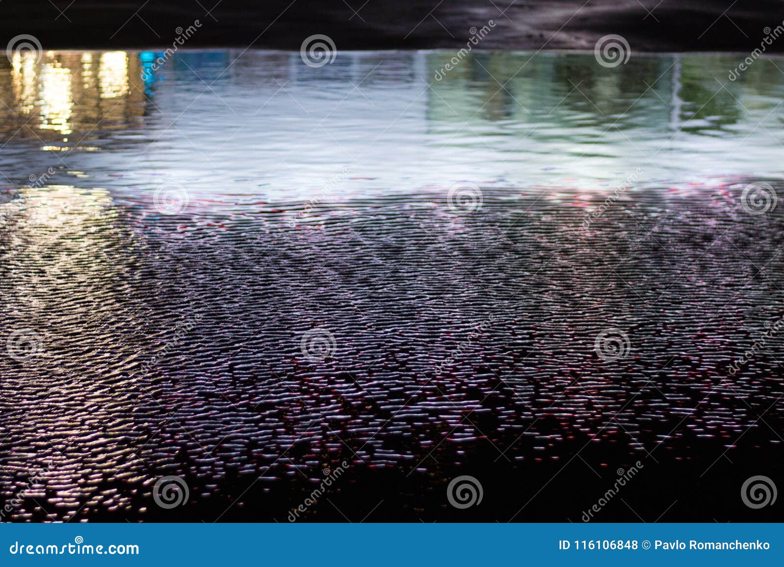 Reflection of City Lights in a Puddle at Night Stock Photo - Image of ...