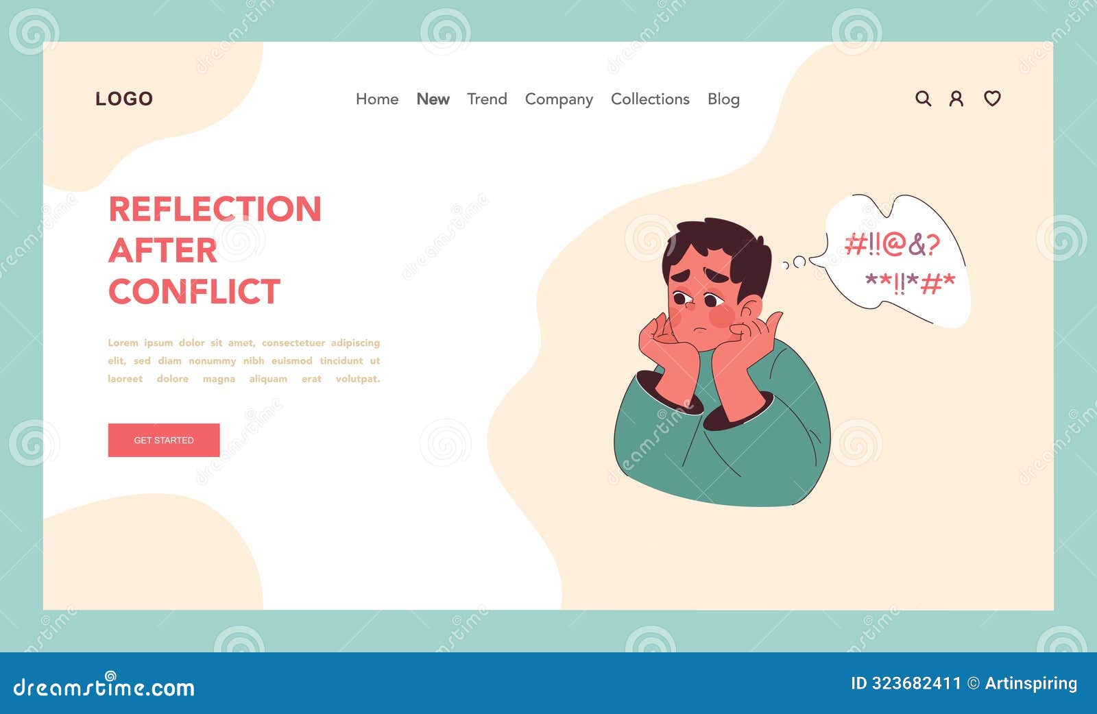 Reflection after Conflict Concept. Flat Stock Vector - Illustration of ...