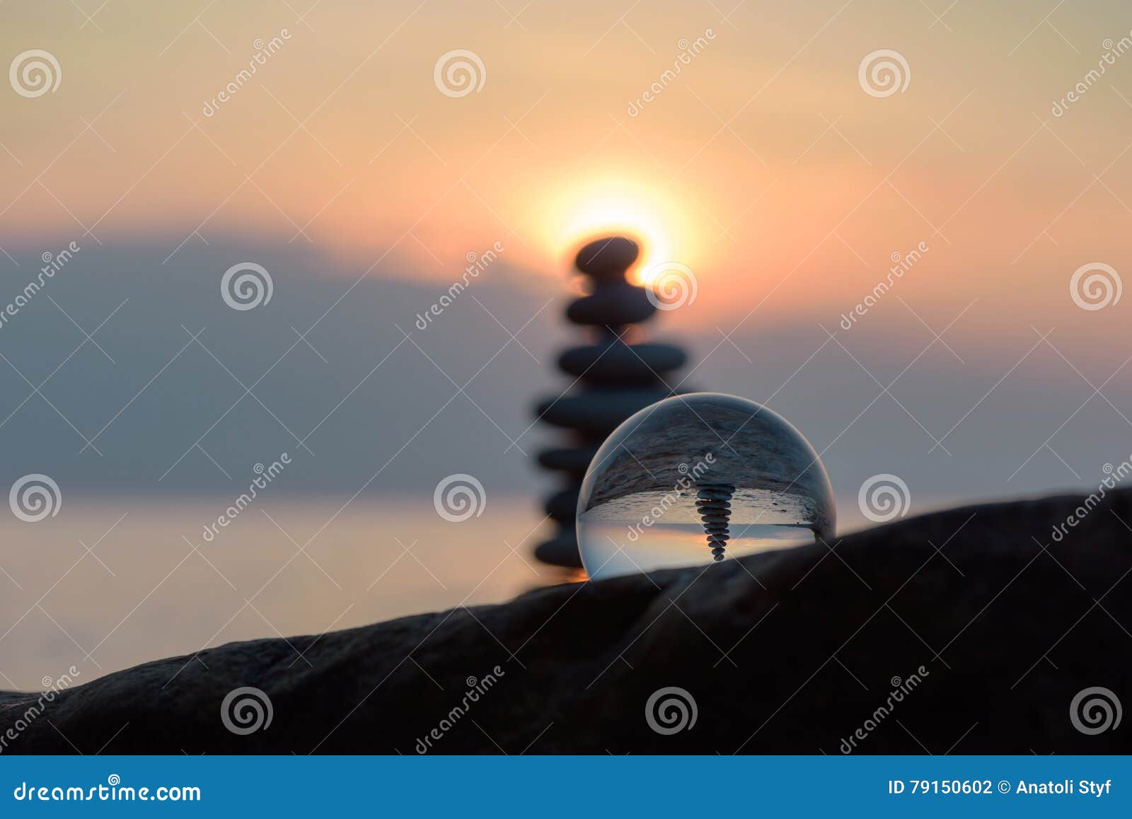 Reflection in crystal ball stock photo. Image of natural - 79150602