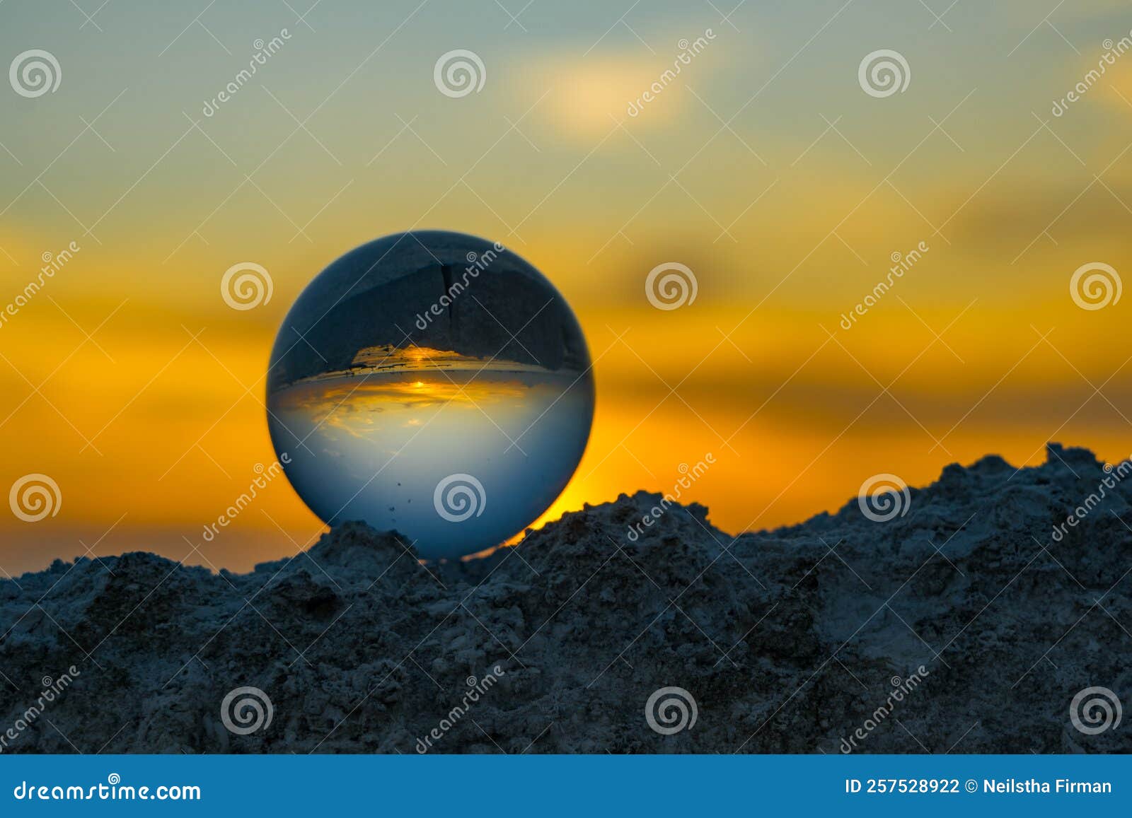The Reflection on Crystal Ball during Sunset Stock Photo - Image of ...