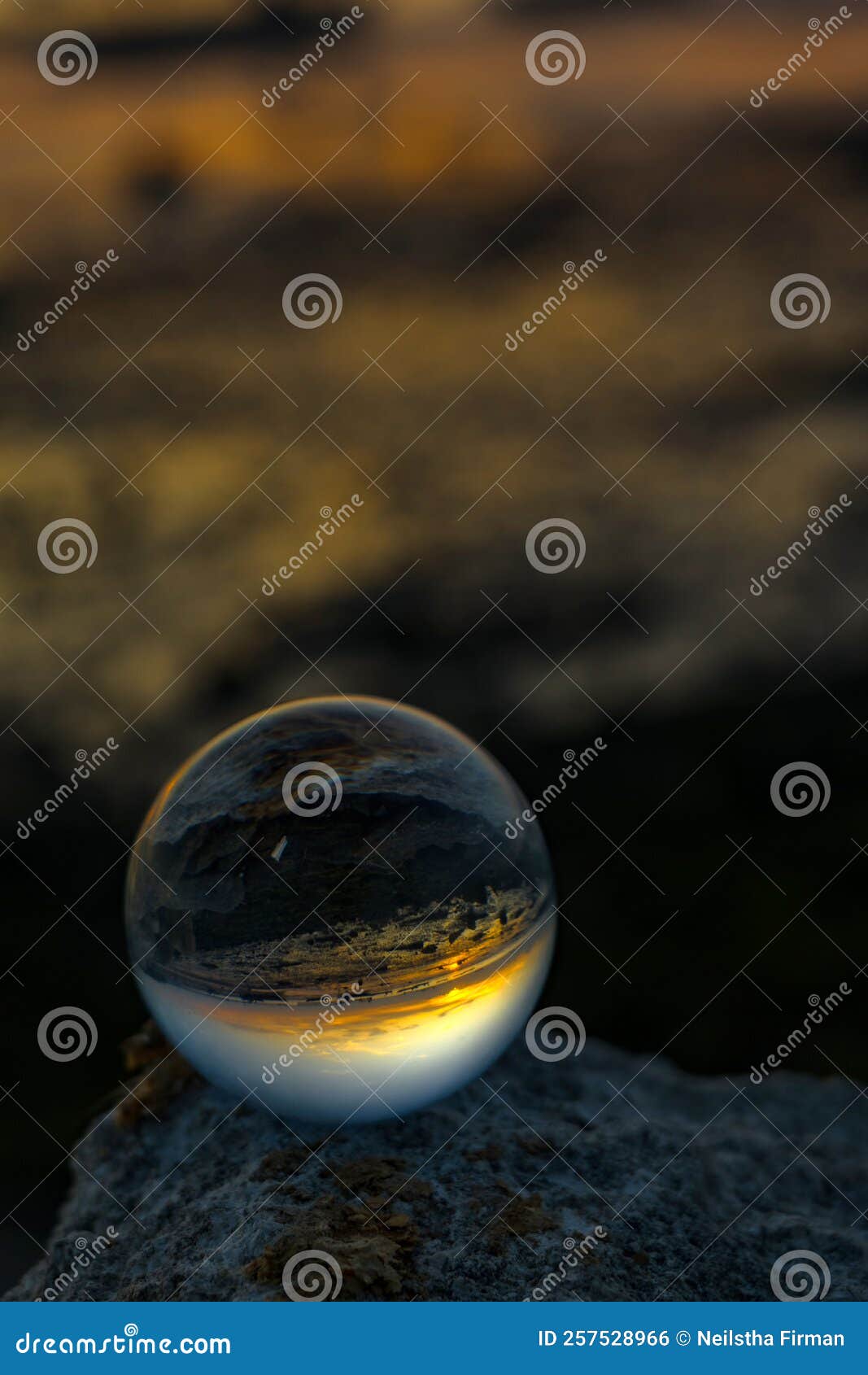 The Reflection on Crystal Ball during Sunset Stock Photo - Image of ...