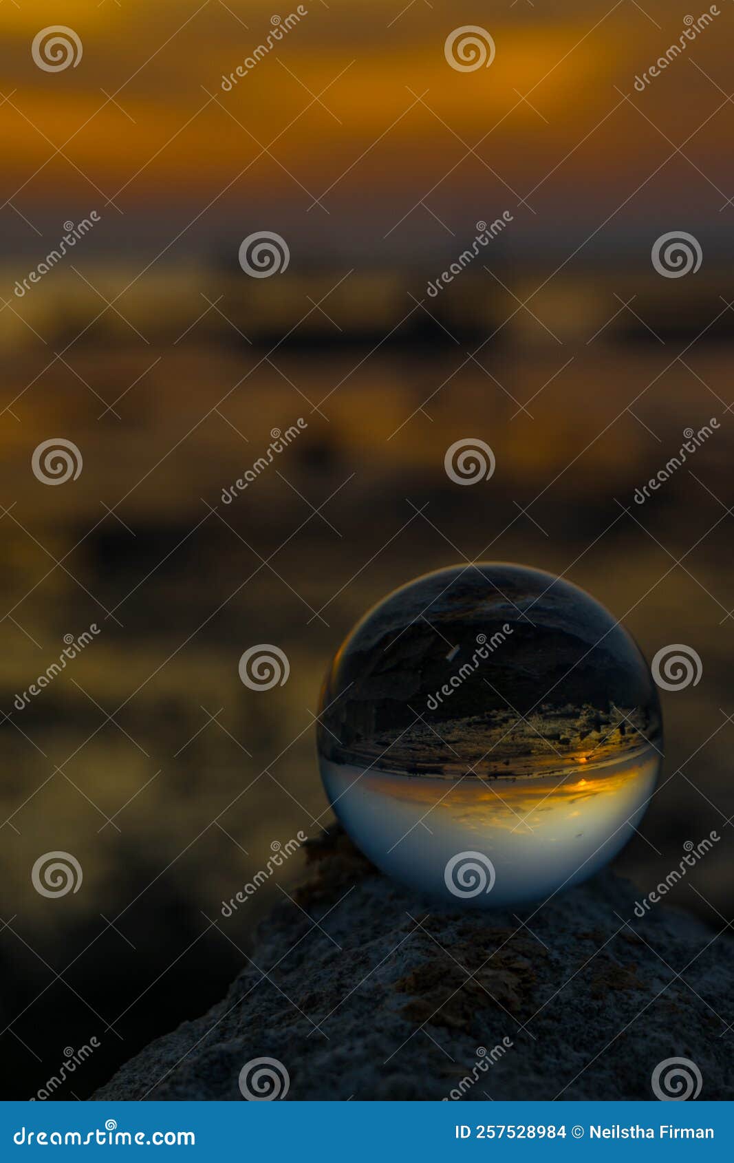 The Reflection on Crystal Ball during Sunset Stock Photo - Image of ...