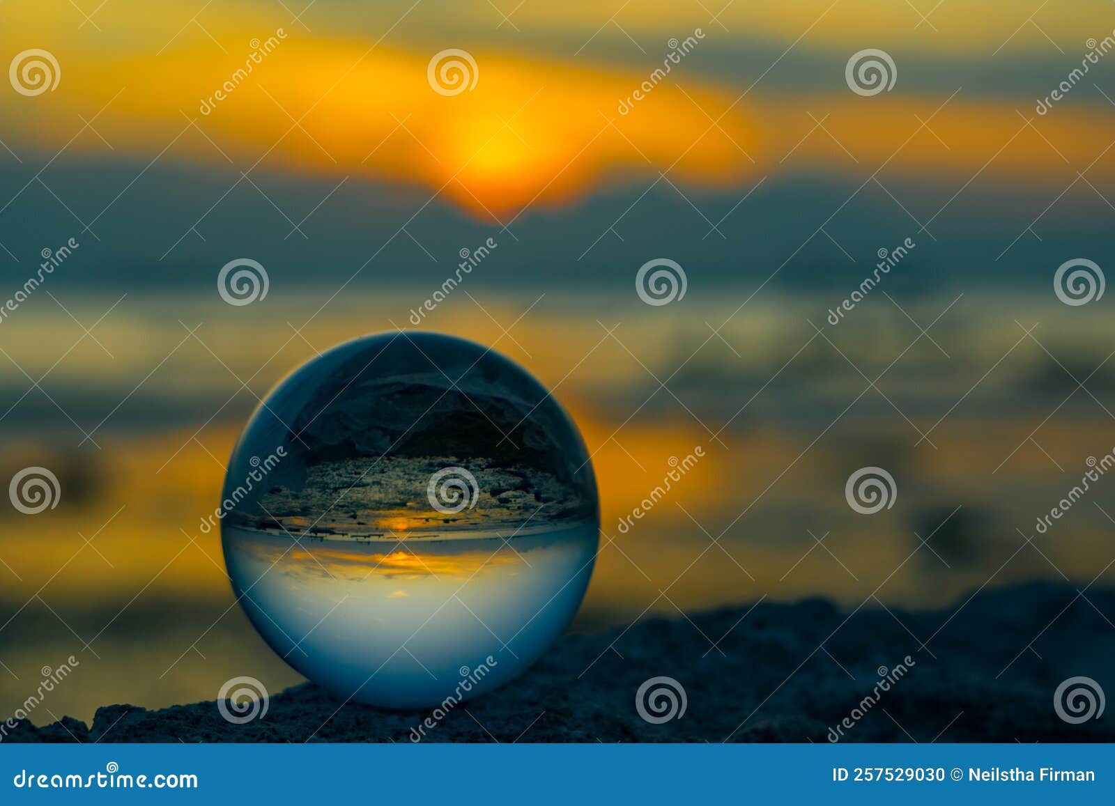 The Reflection on Crystal Ball during Sunset Stock Photo - Image of ...
